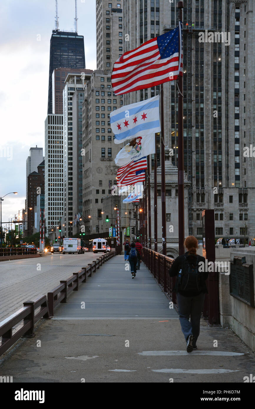 Chicago flags crossing hi-res stock photography and images - Alamy