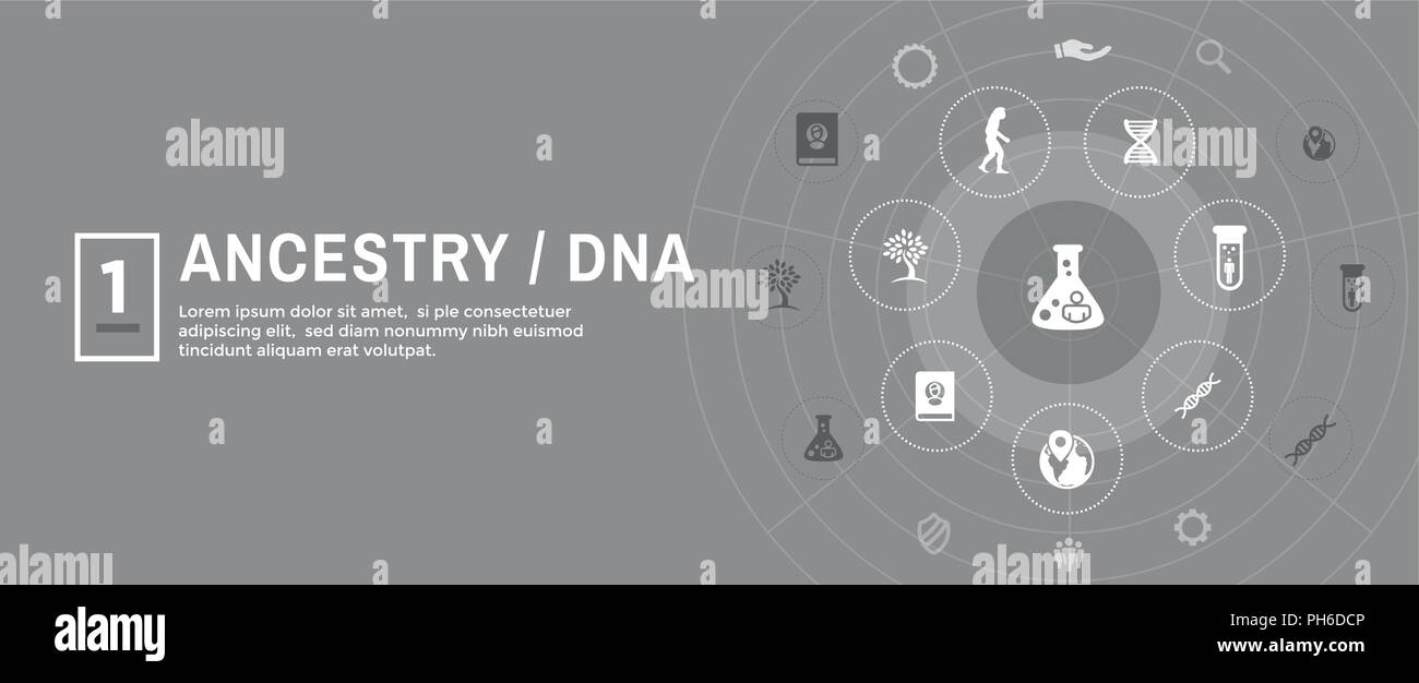 Ancestry / Genealogy Icon Set web banner with Family Tree Album, family ...
