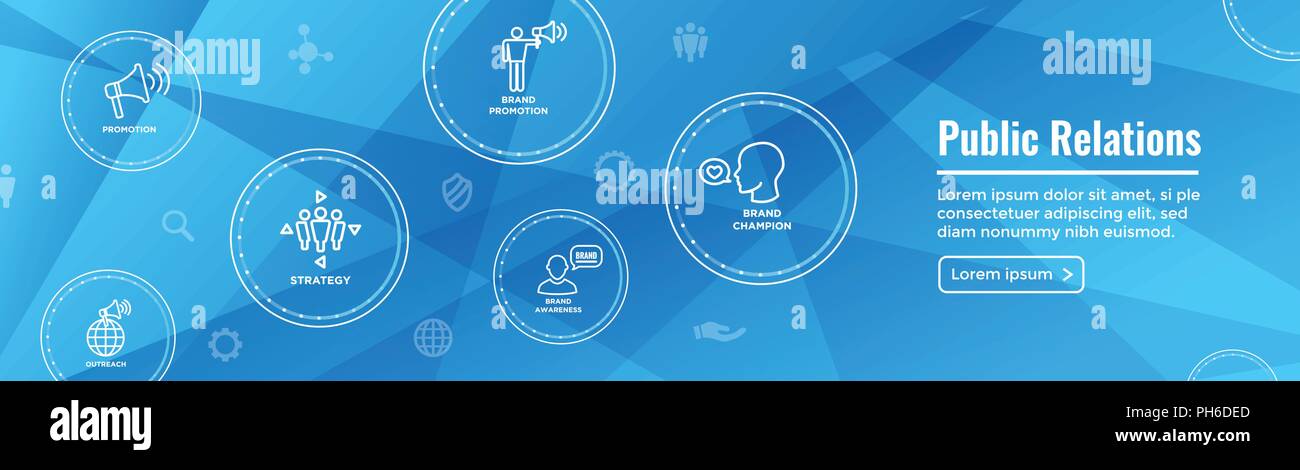 Public Relations Web Header Banner and Icon Set w brand awareness ...