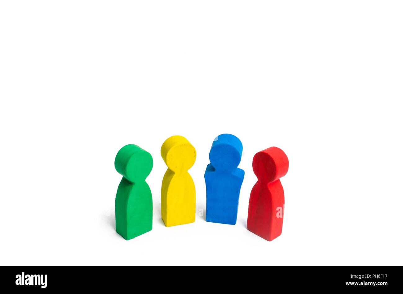 Multicolored people on a white background. The concept of cooperation ...