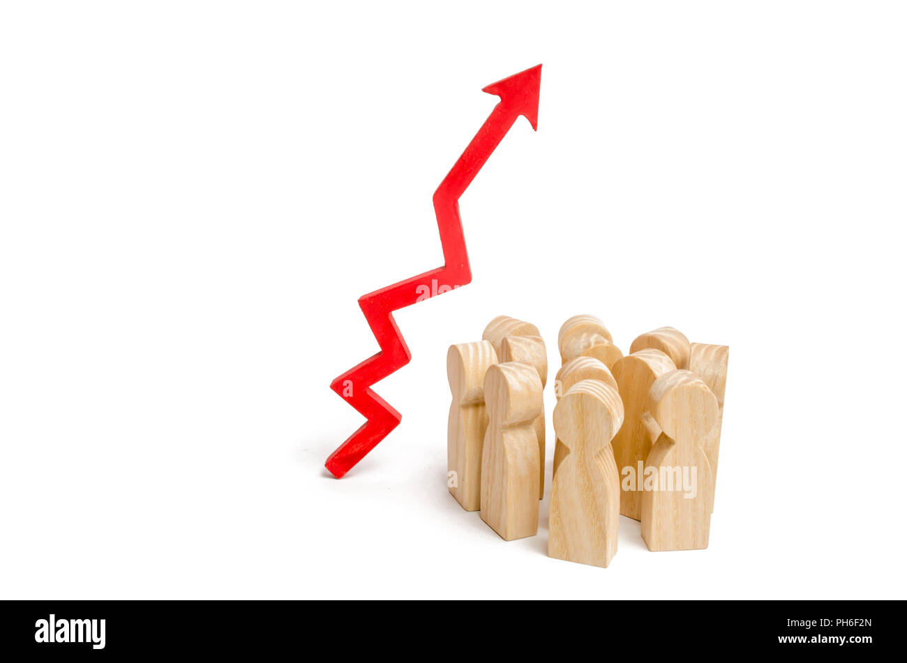 Group of people and a red arrow up. The concept of increasing demand ...