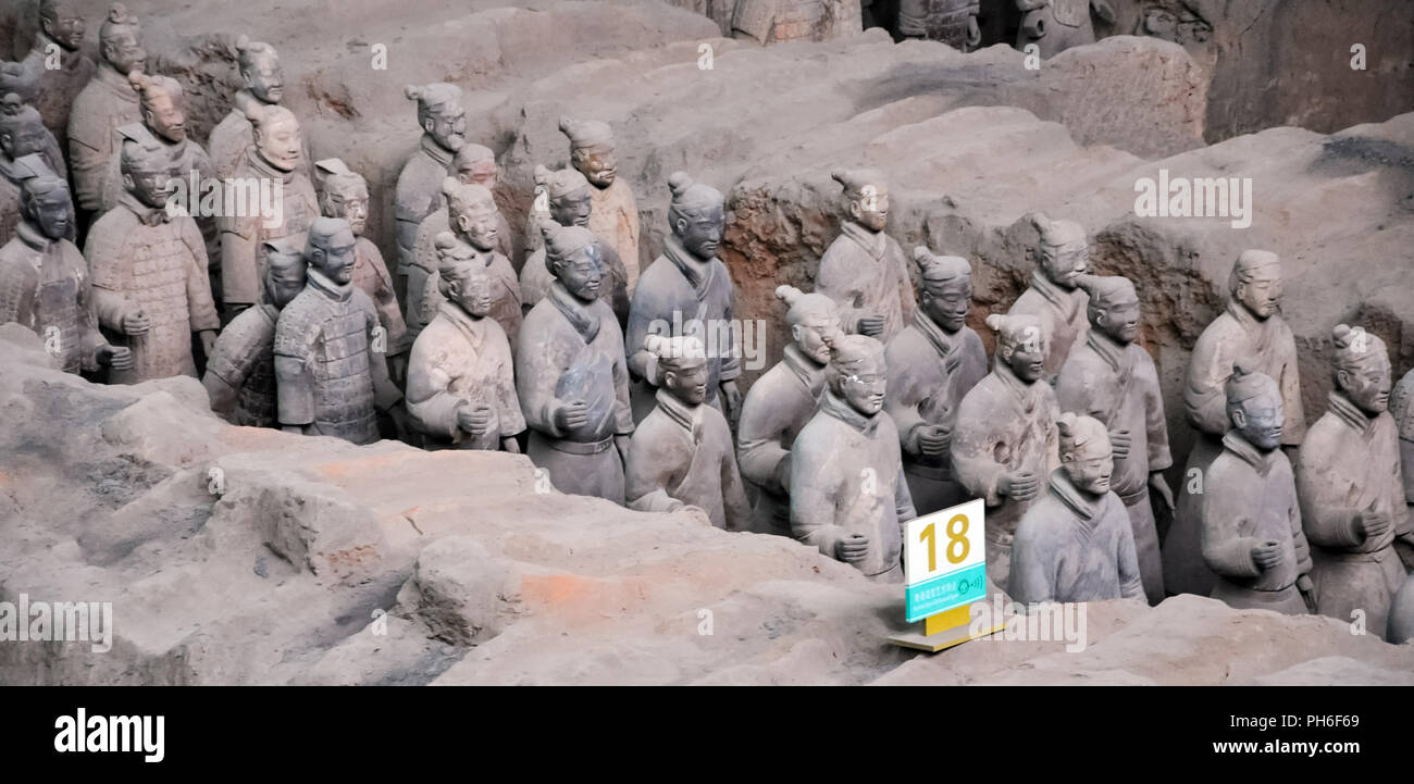 XIAN, CHINA - October 29, 2017: Terracotta Army. Clay soldiers of the ...