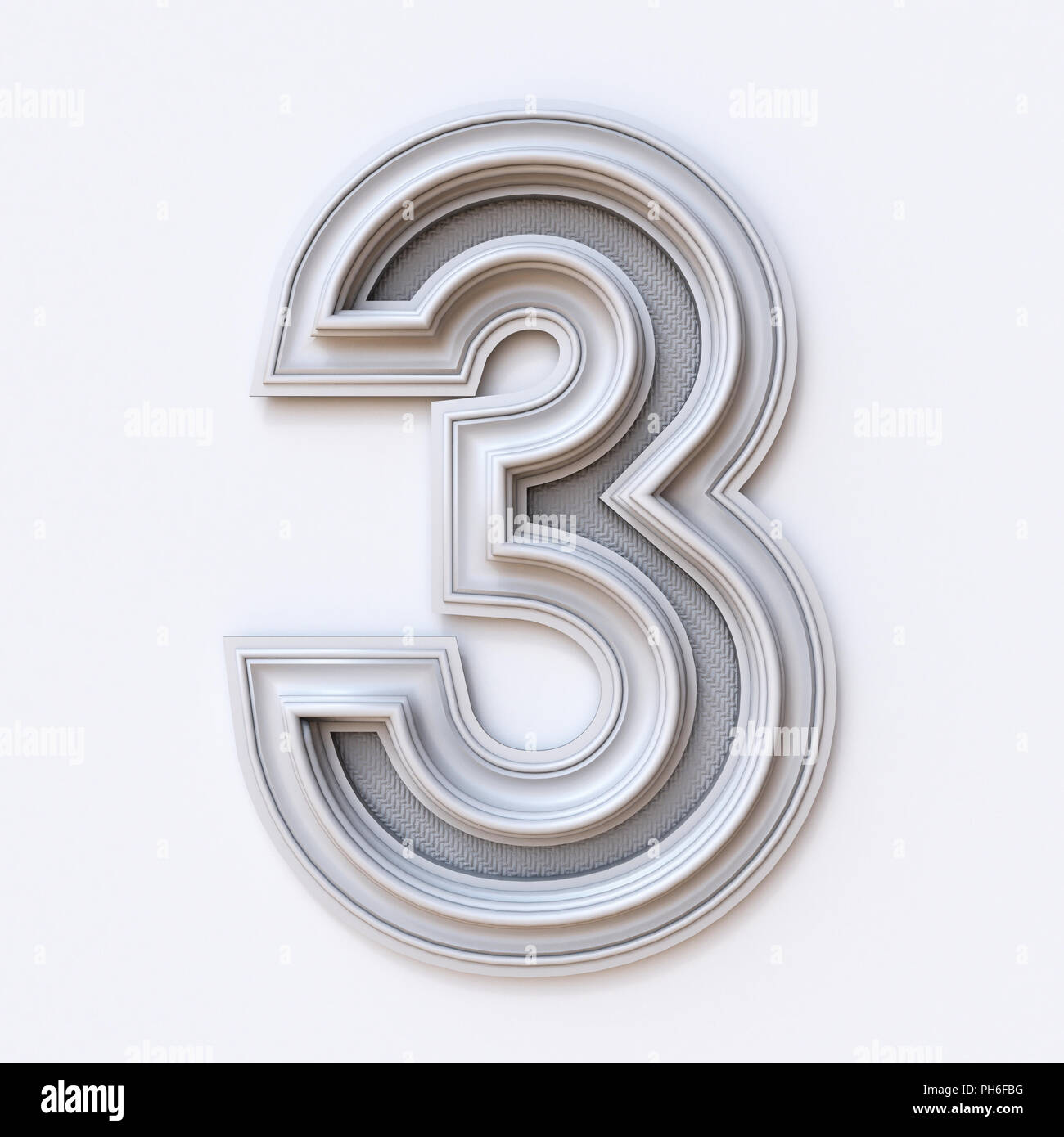 White picture frame font Number 3 THREE 3D rendering illustration ...