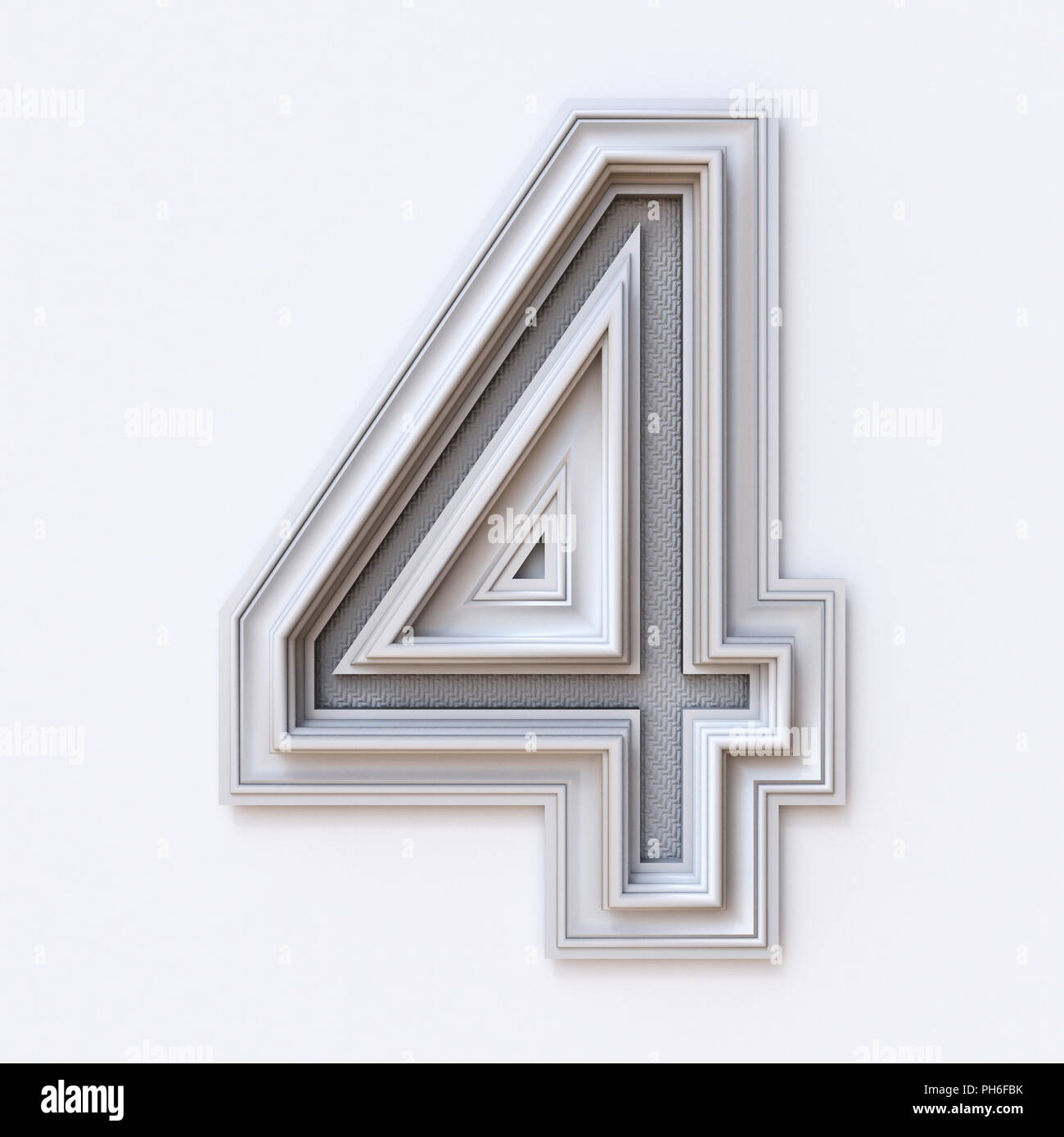White picture frame font Number 4 FOUR 3D rendering illustration ...