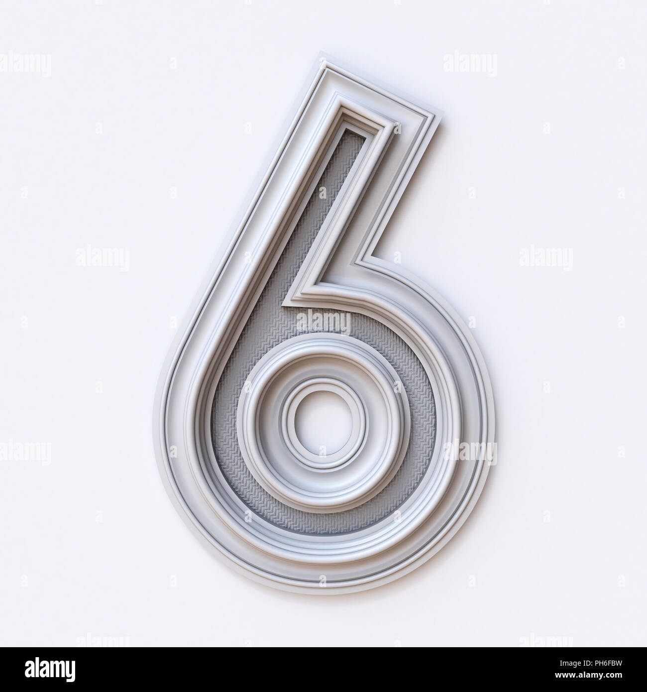 White picture frame font Number 6 SIX 3D rendering illustration ...