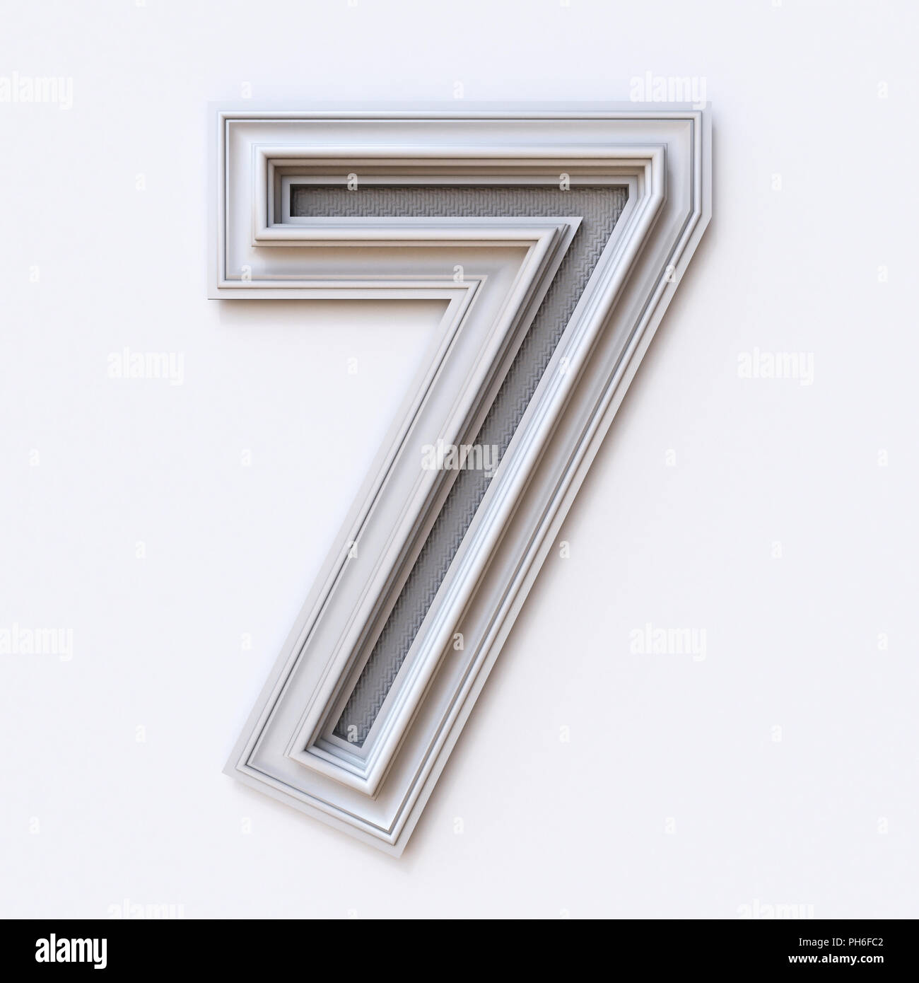 White picture frame font Number 7 SEVEN 3D rendering illustration ...