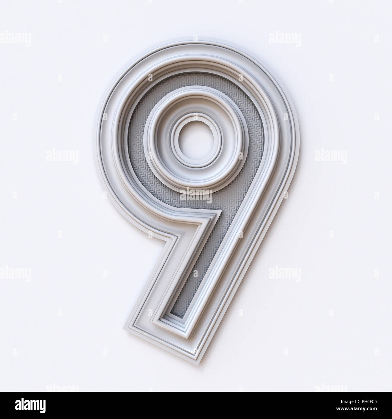 White picture frame font Number 9 NINE 3D rendering illustration ...