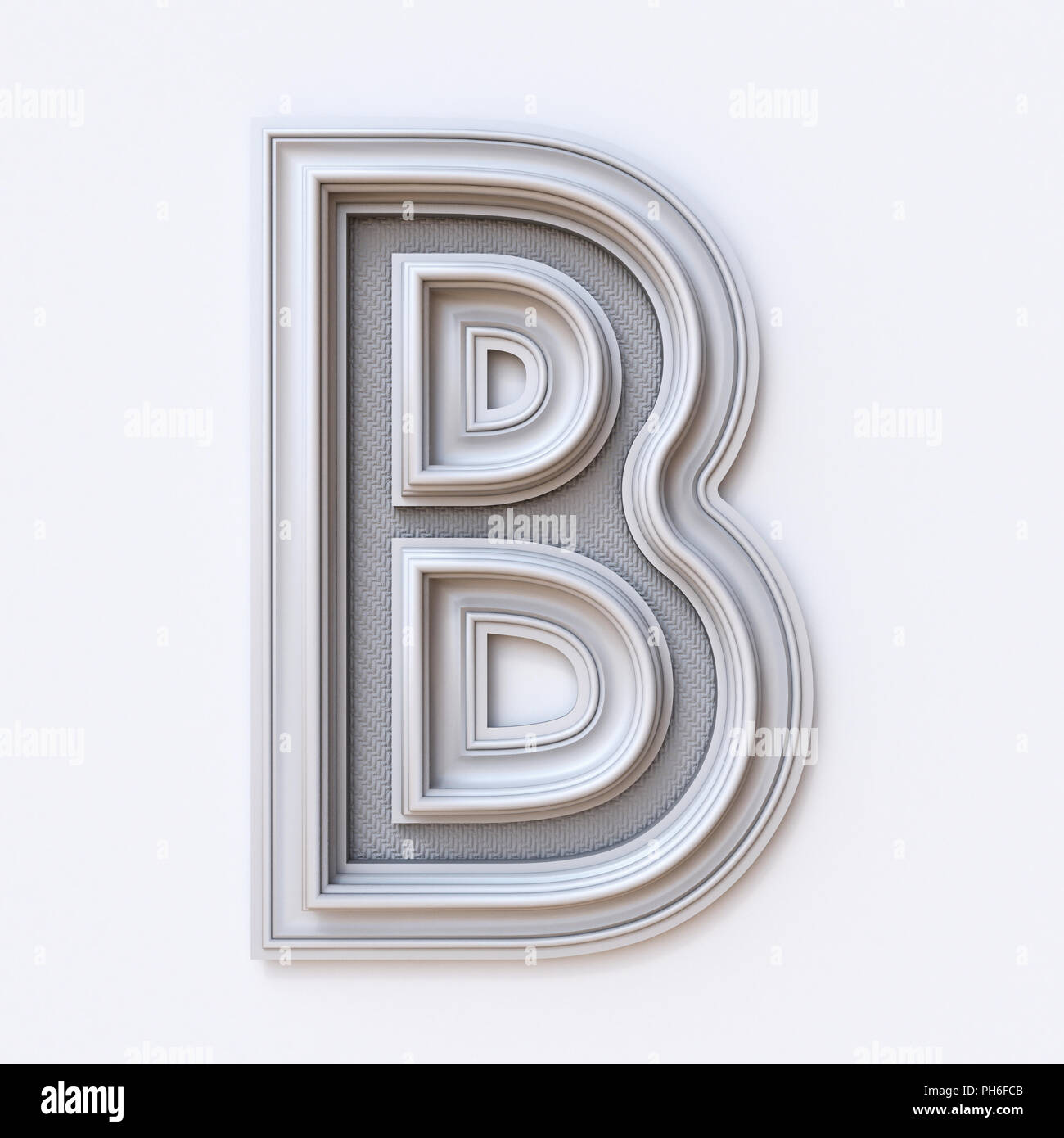 White picture frame font Letter B 3D rendering illustration isolated on ...