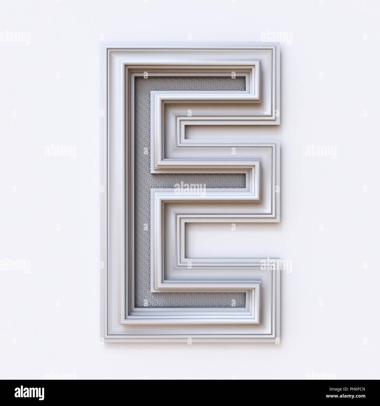 White picture frame font Letter E 3D rendering illustration isolated on ...