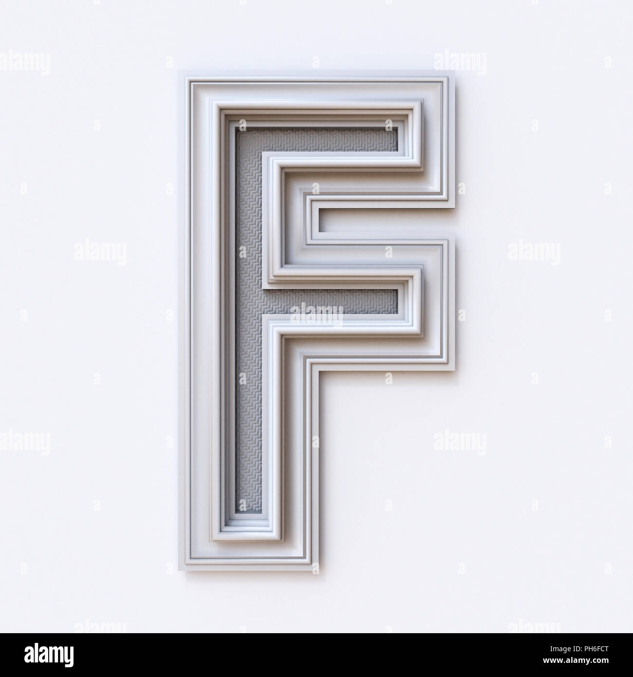 White picture frame font Letter F 3D rendering illustration isolated on ...
