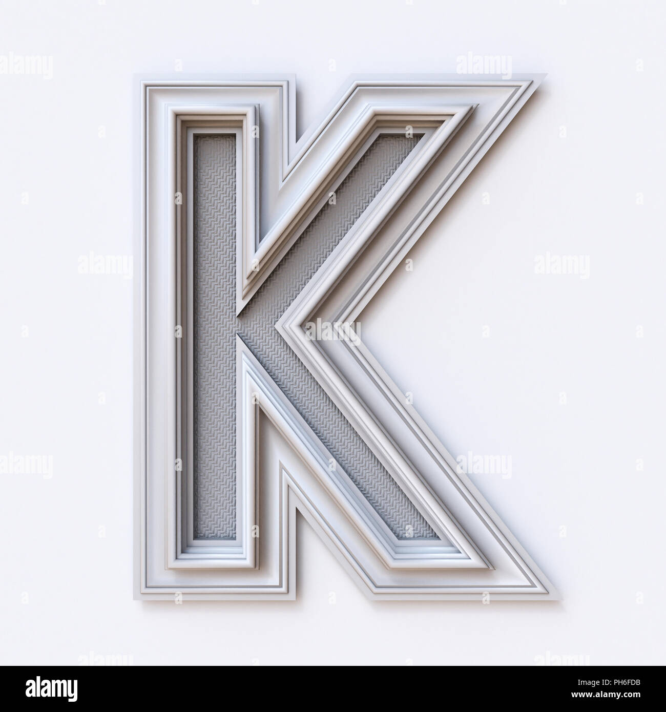 White picture frame font Letter K 3D rendering illustration isolated on ...