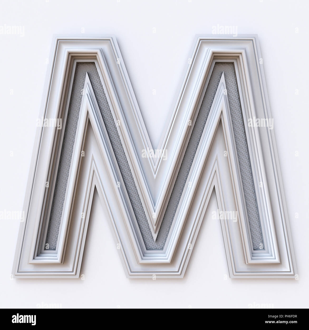 White picture frame font Letter M 3D rendering illustration isolated on ...