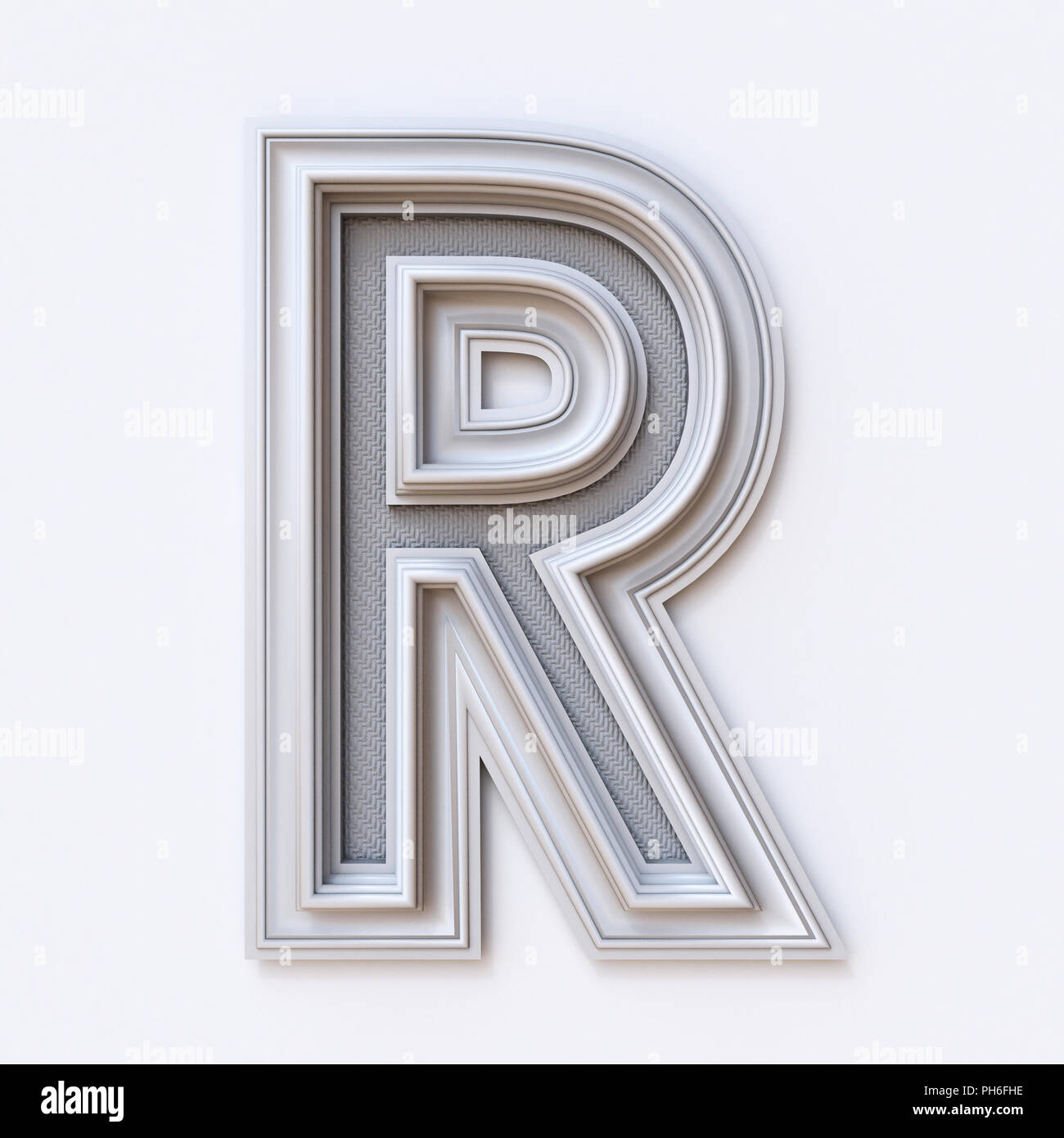 White picture frame font Letter R 3D rendering illustration isolated on ...
