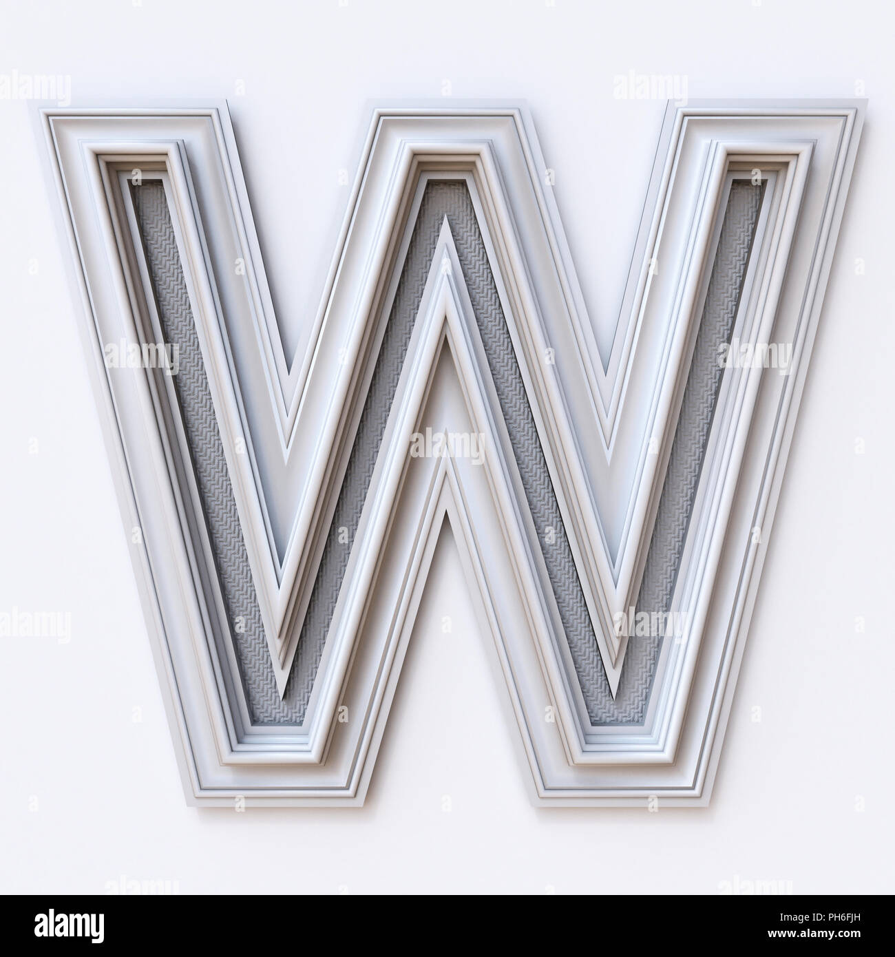 White picture frame font Letter W 3D rendering illustration isolated on ...