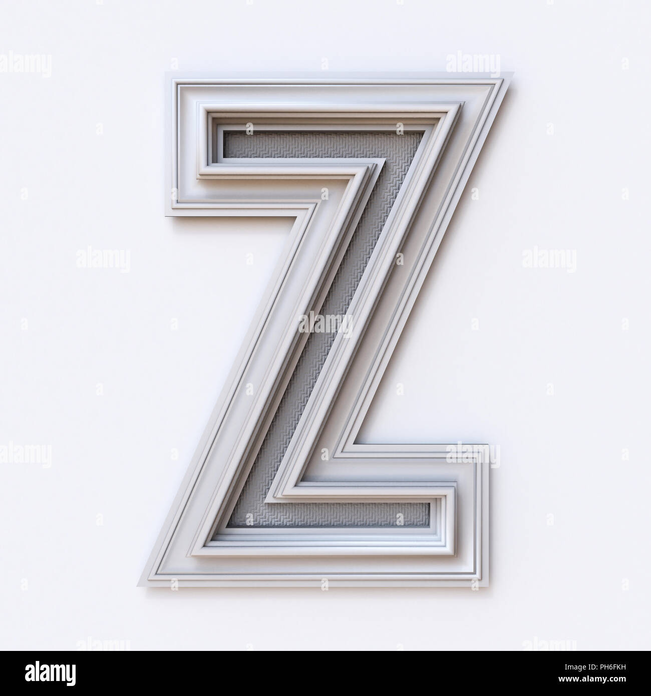 White picture frame font Letter Z 3D rendering illustration isolated on ...