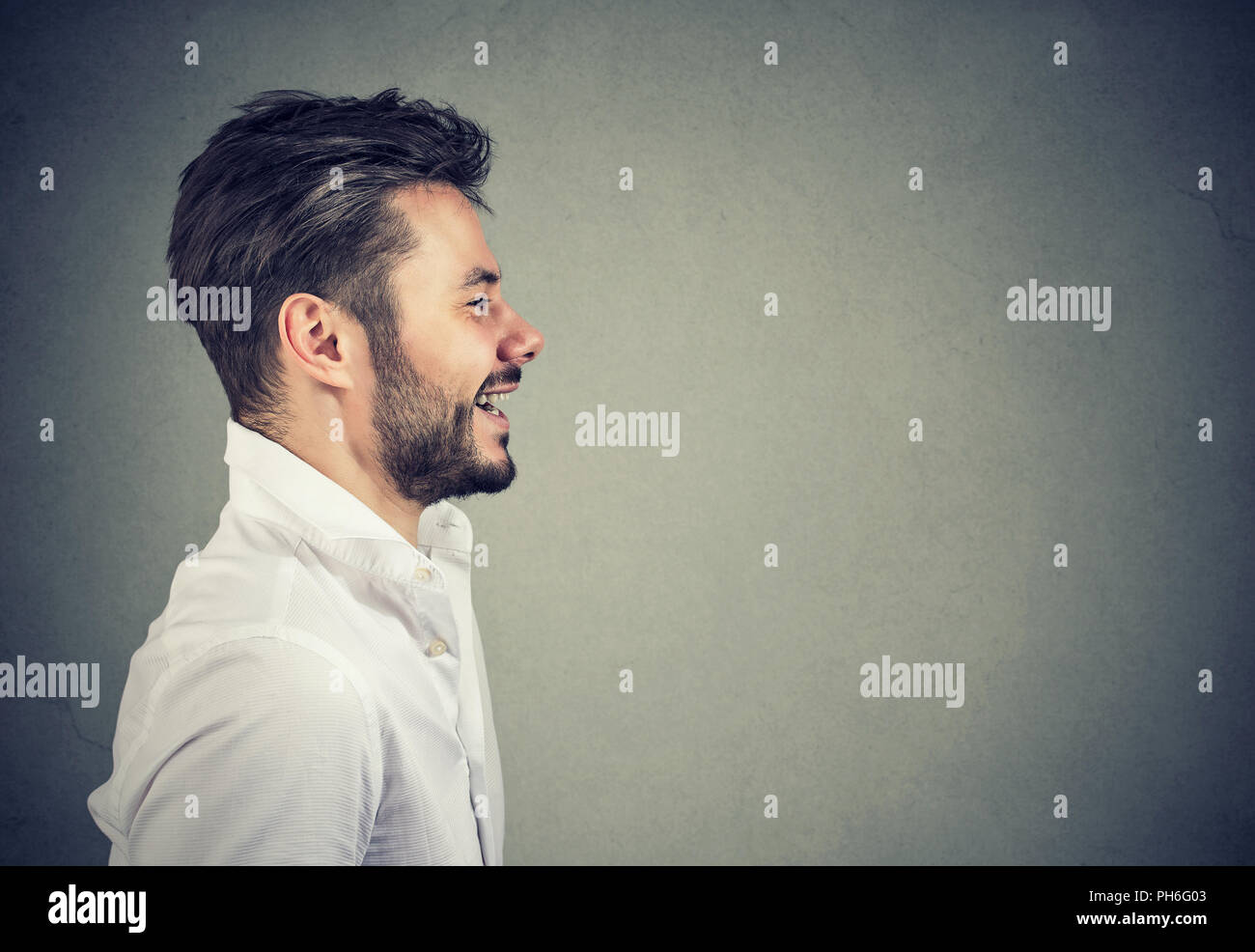 Smile smiling side profile hi-res stock photography and images - Alamy