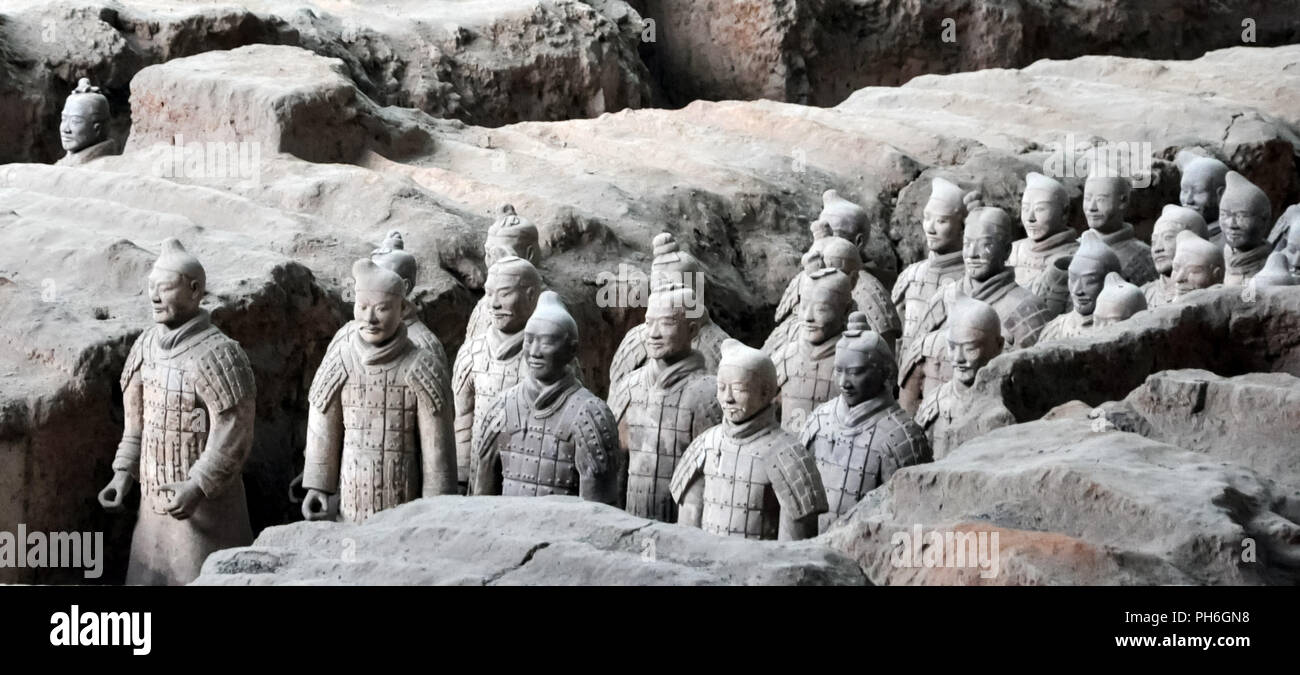 XIAN, CHINA - October 29, 2017: Terracotta Army. Clay soldiers of the ...