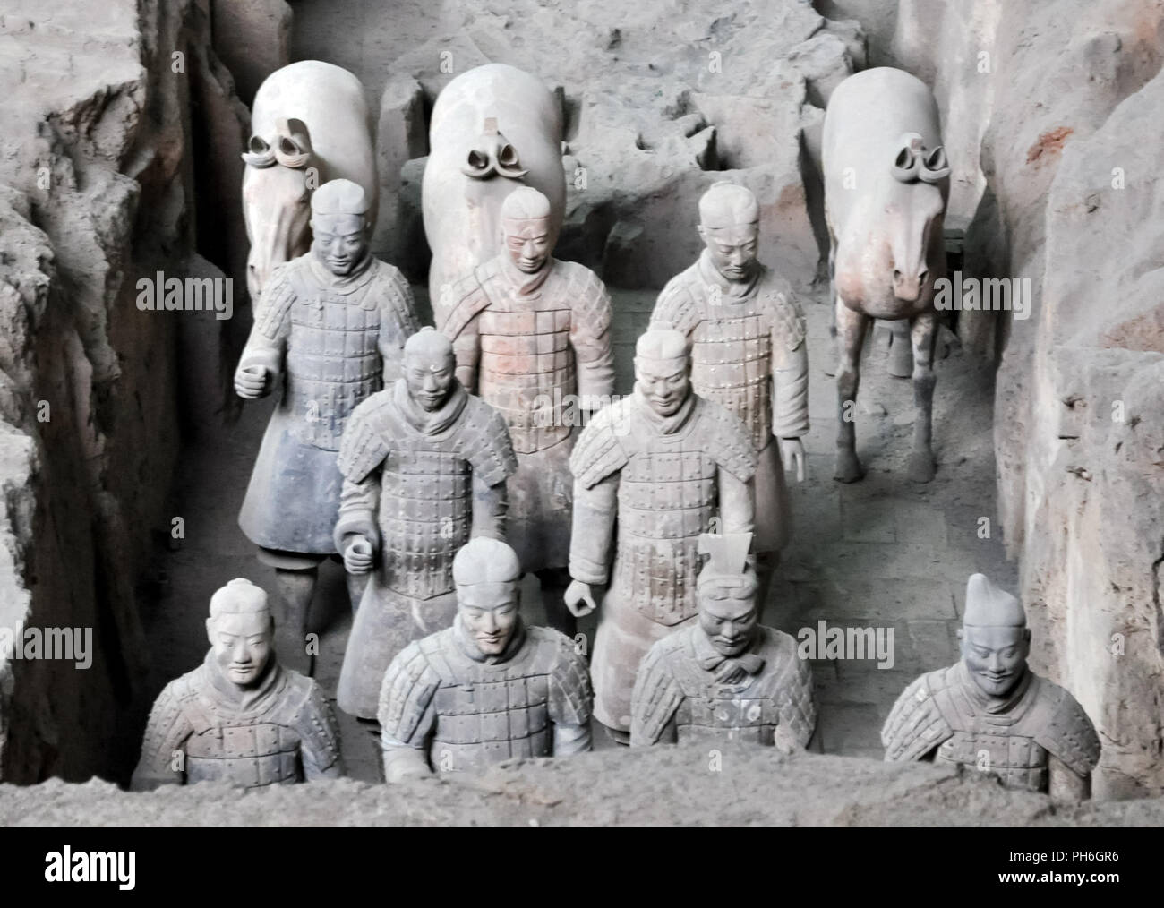 XIAN, CHINA - October 29, 2017: Terracotta Army. Clay soldiers of the ...