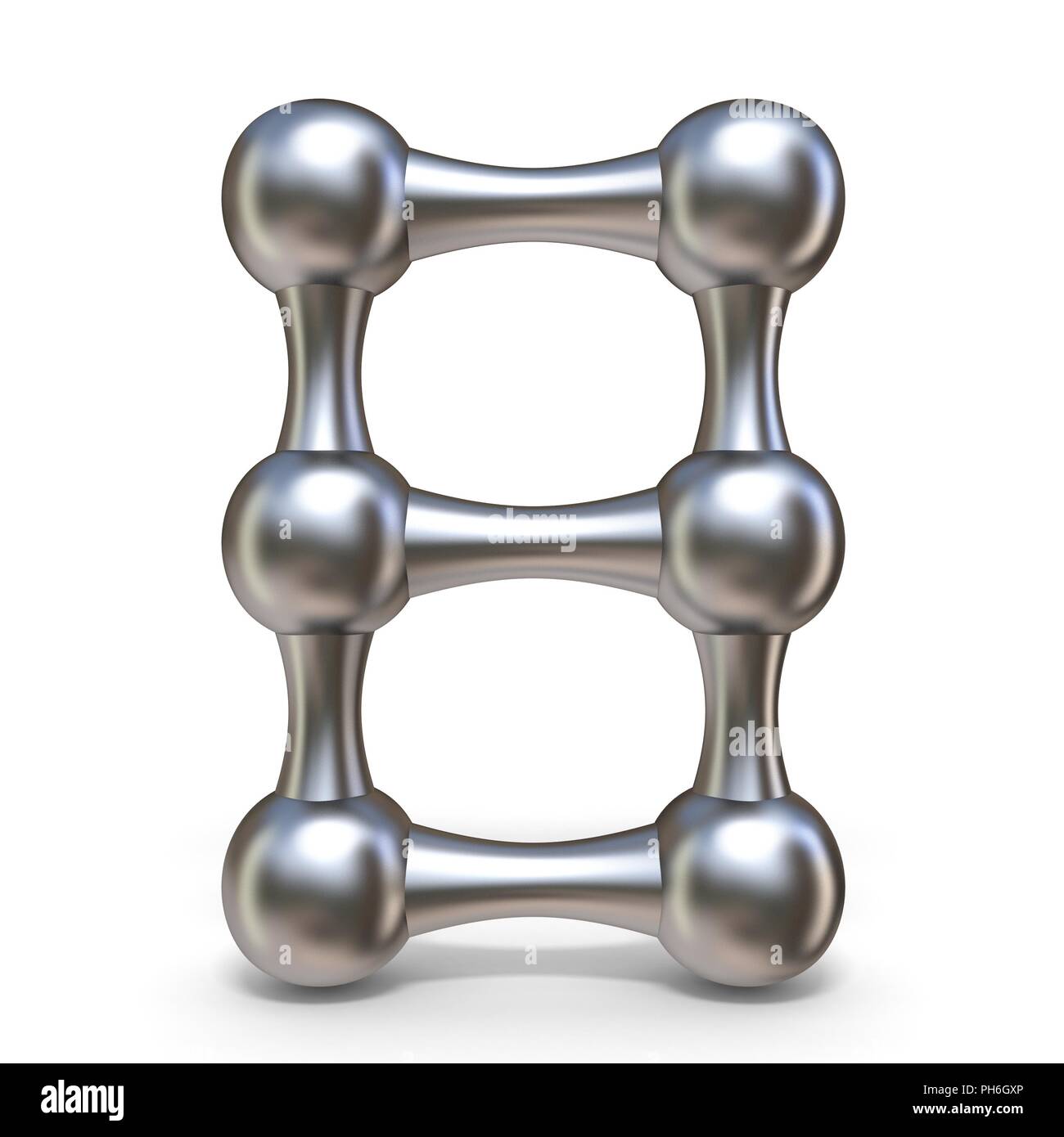 Steel molecular font Number 8 eight 3D render illustration isolated on ...