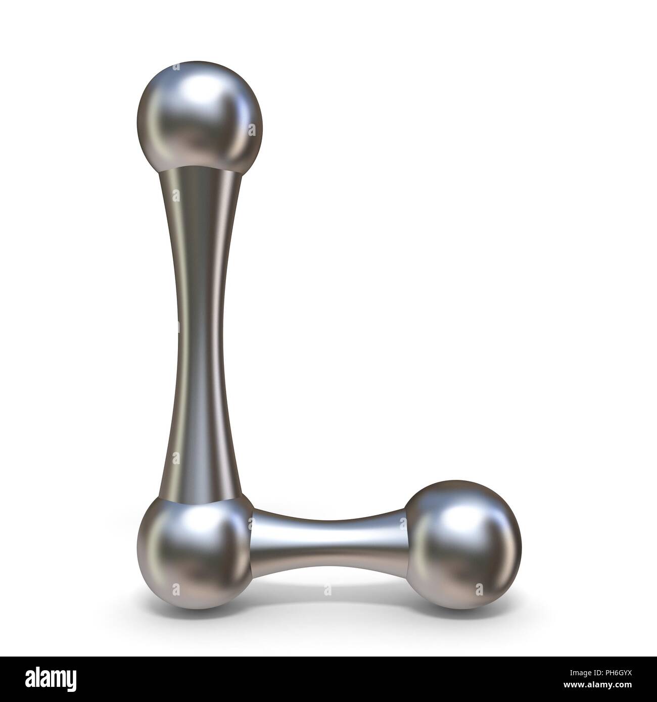 Steel molecular font Letter L 3D render illustration isolated on white ...