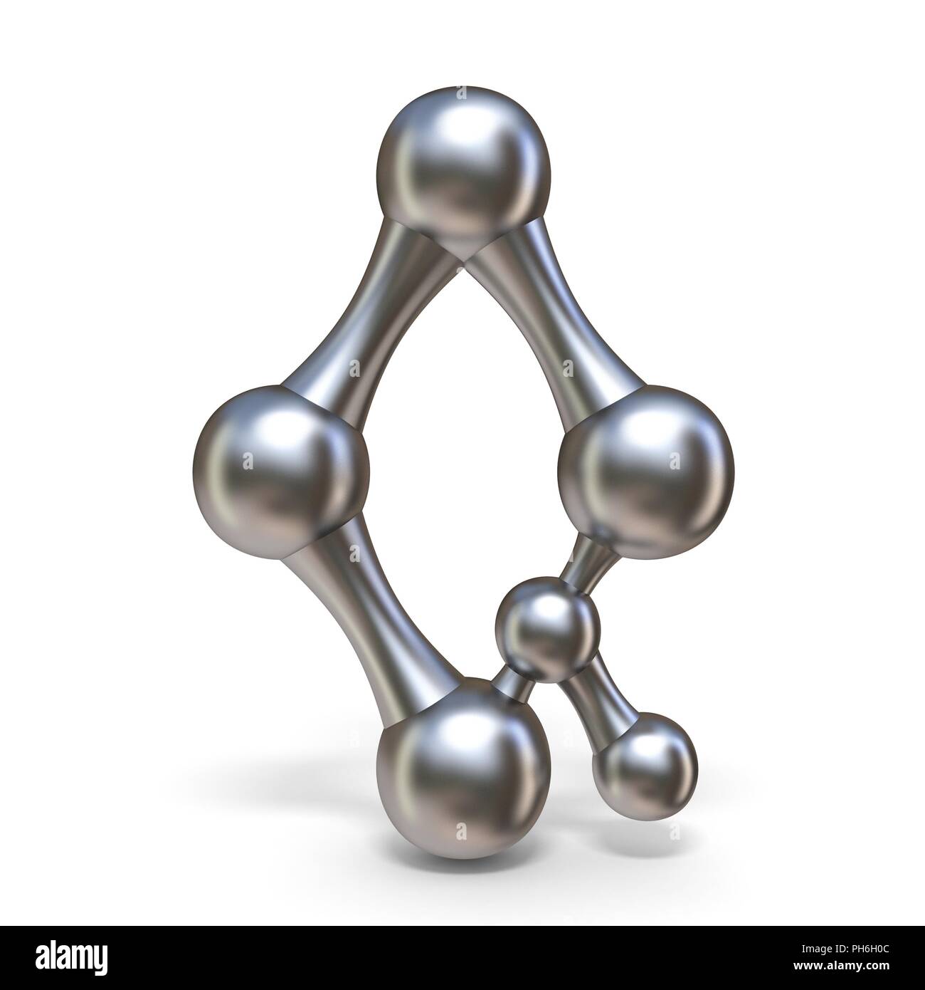 Steel molecular font Letter Q 3D render illustration isolated on white ...