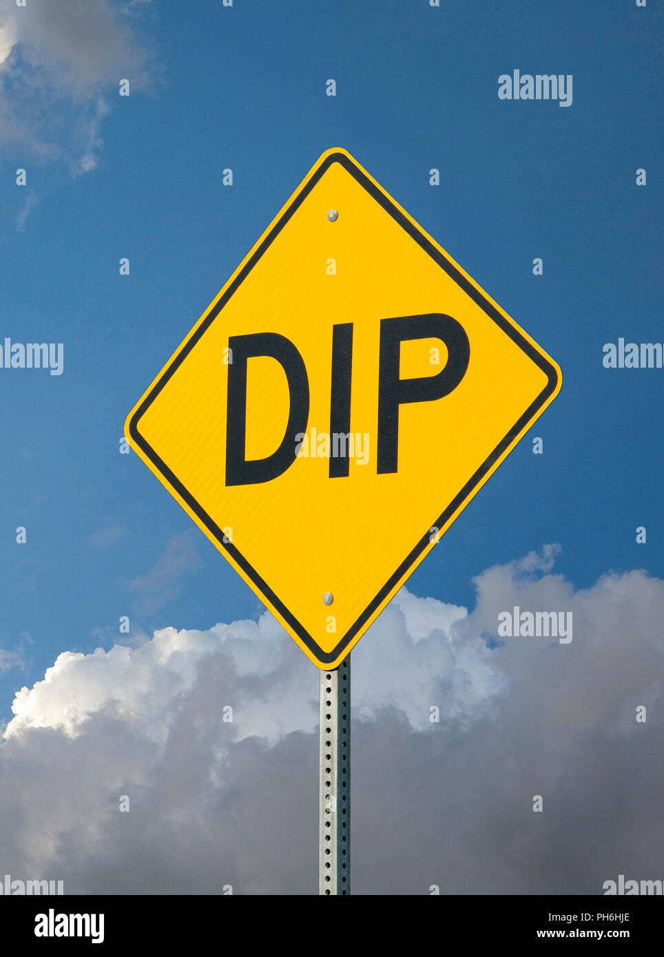 Dip Sign With Blue Sky And Clouds Stock Photo - Alamy
