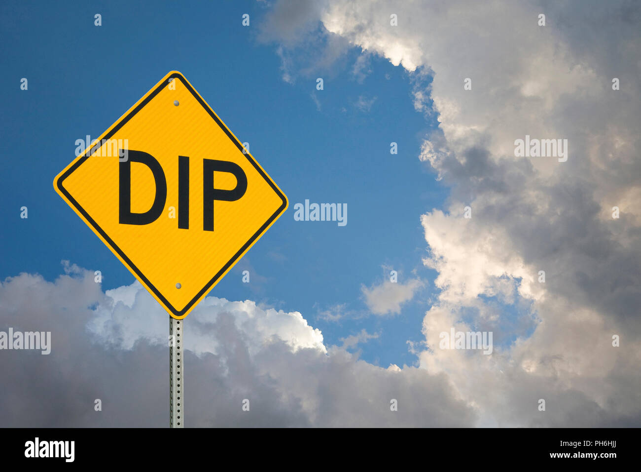 Dip Sign With Blue Sky And Clouds Stock Photo - Alamy