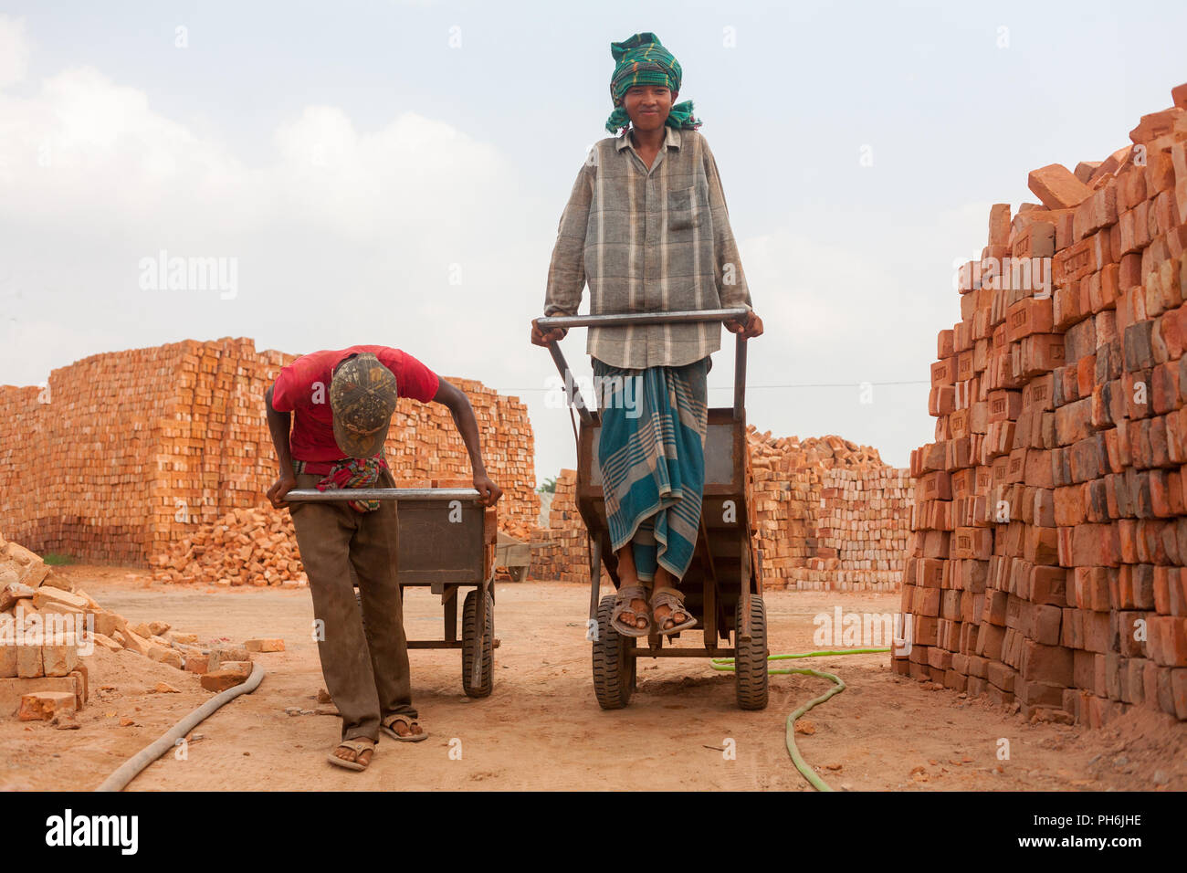 Brickfield and Worker Stock Photo - Alamy