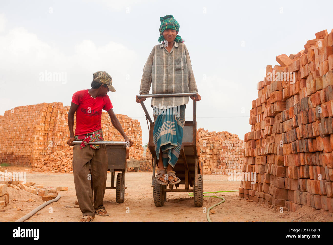 Brickfield and Worker Stock Photo - Alamy