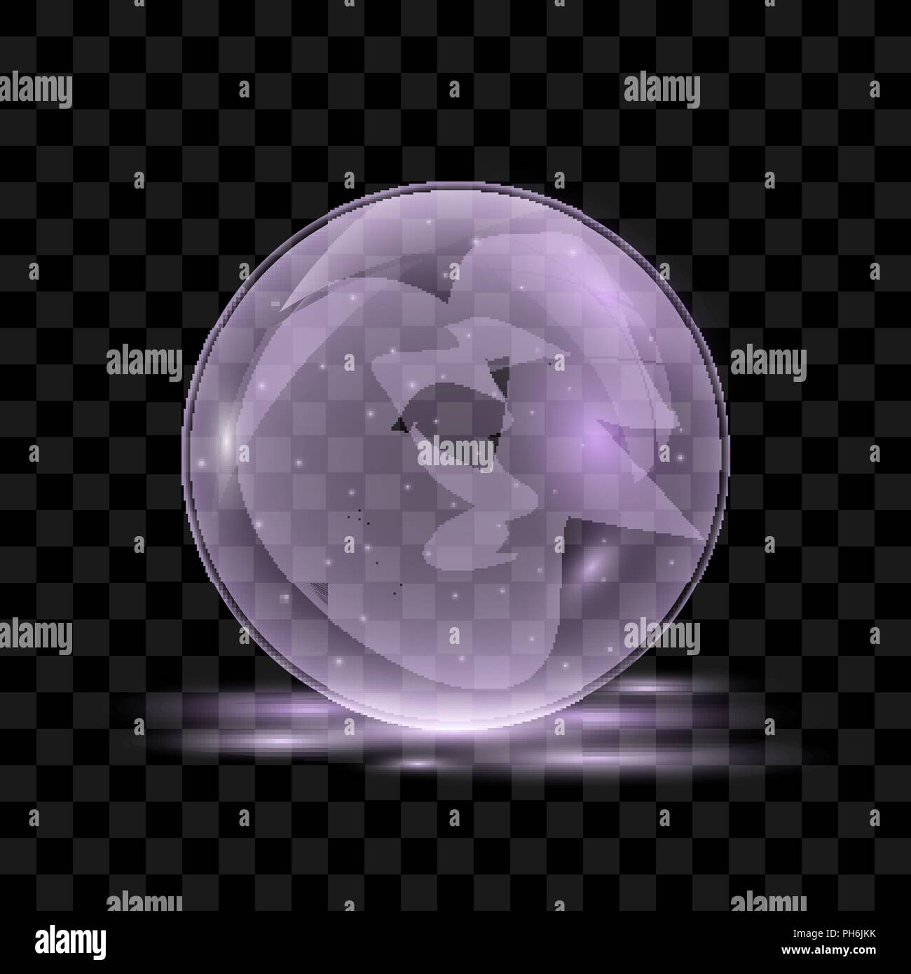 Vector illustration of purple transparent clear shiny crystal ball logo ...