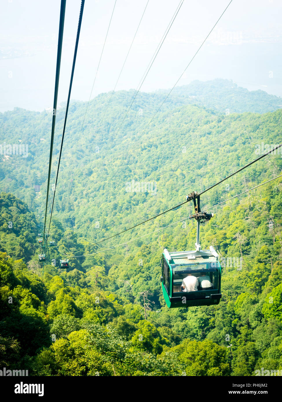 A gondola on the Momijidani Line of the Miyajima Ropeway, which refers ...
