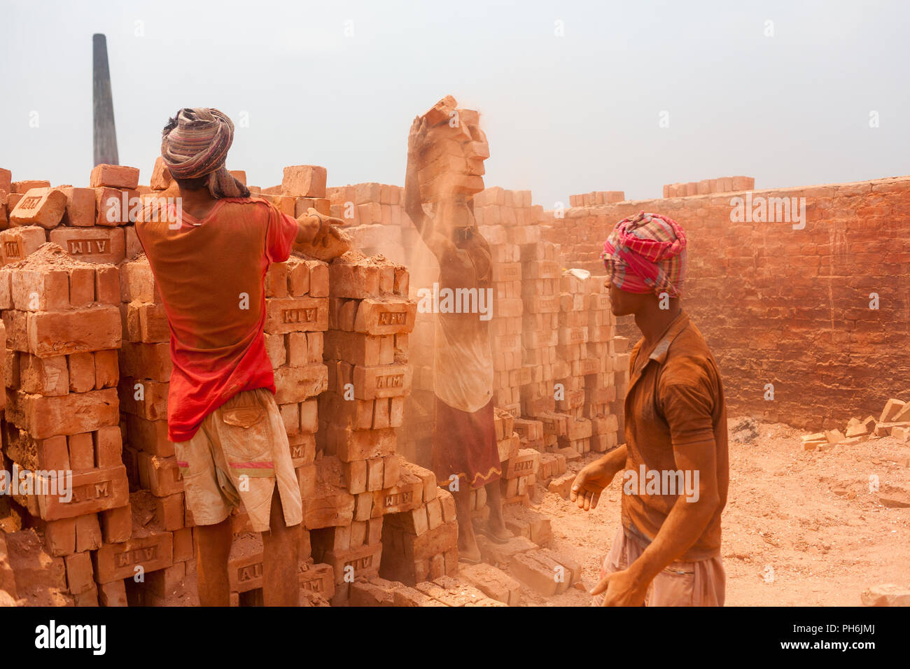Brickfield and Worker Stock Photo - Alamy
