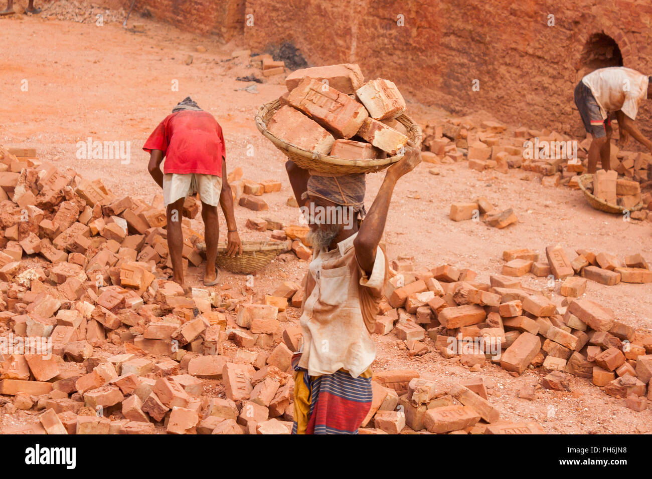 Brickfield and Worker Stock Photo - Alamy