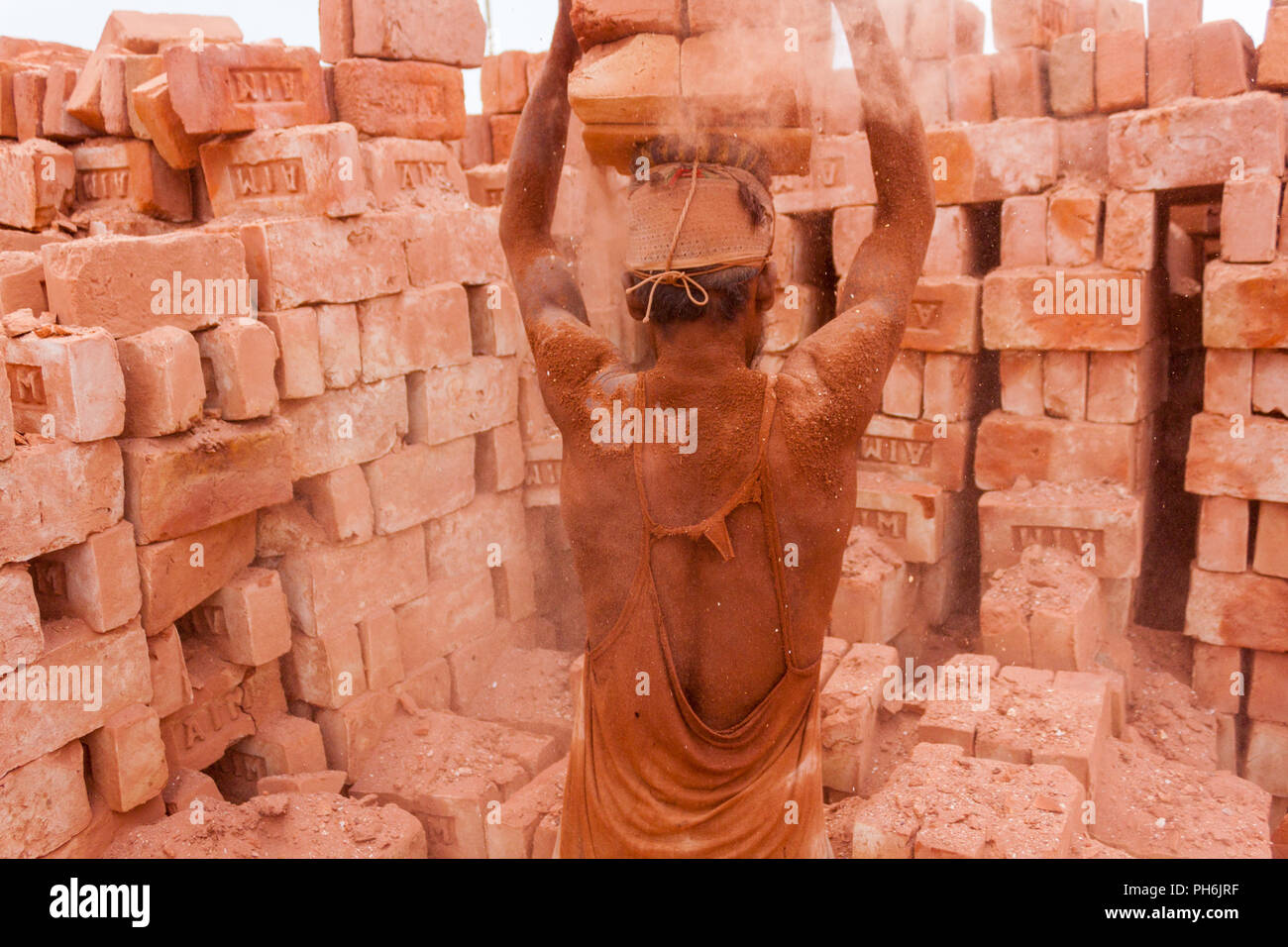 Brickfield and Worker Stock Photo - Alamy