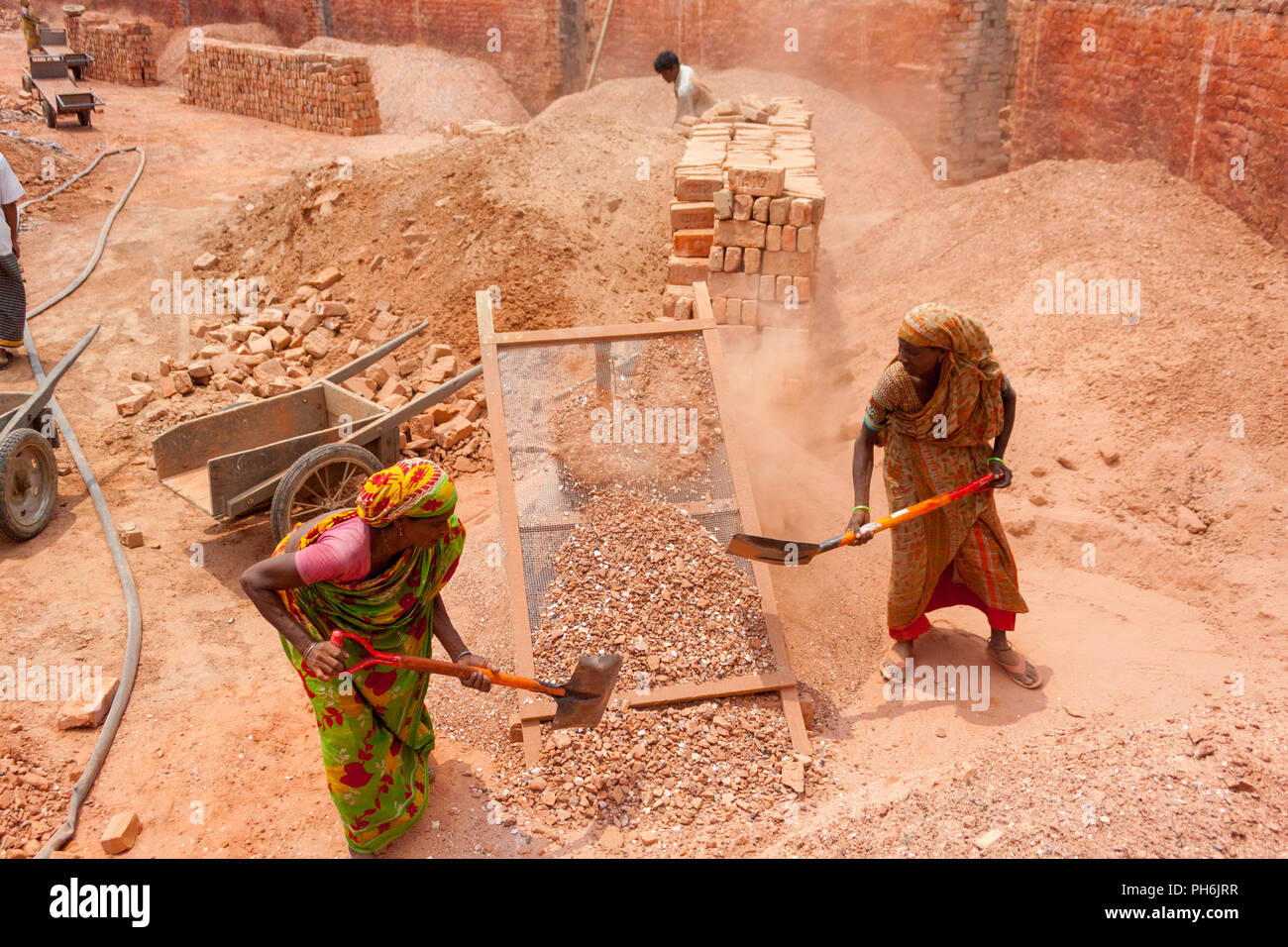 Brickfield and Worker Stock Photo - Alamy