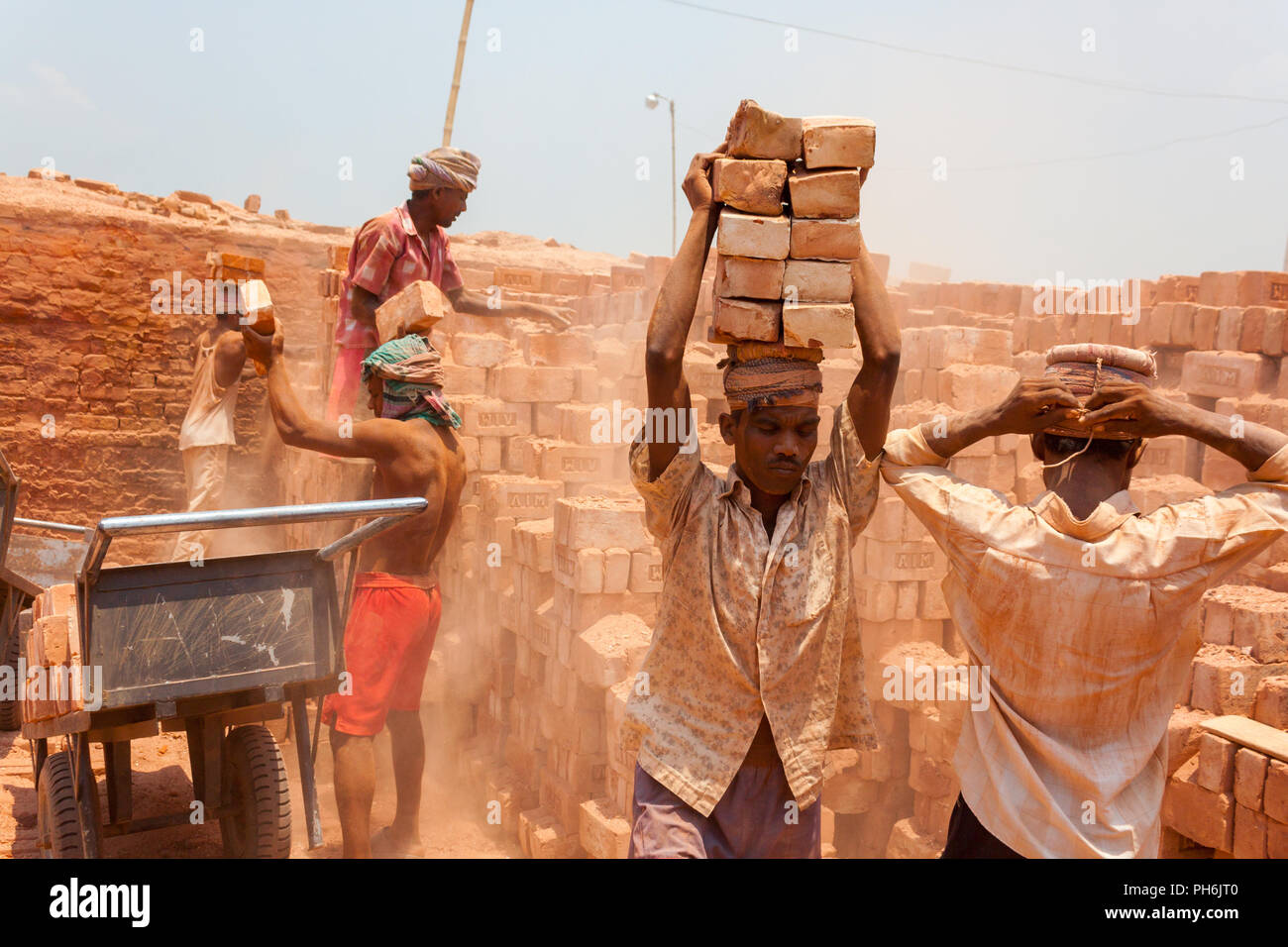 Brickfield and Worker Stock Photo - Alamy