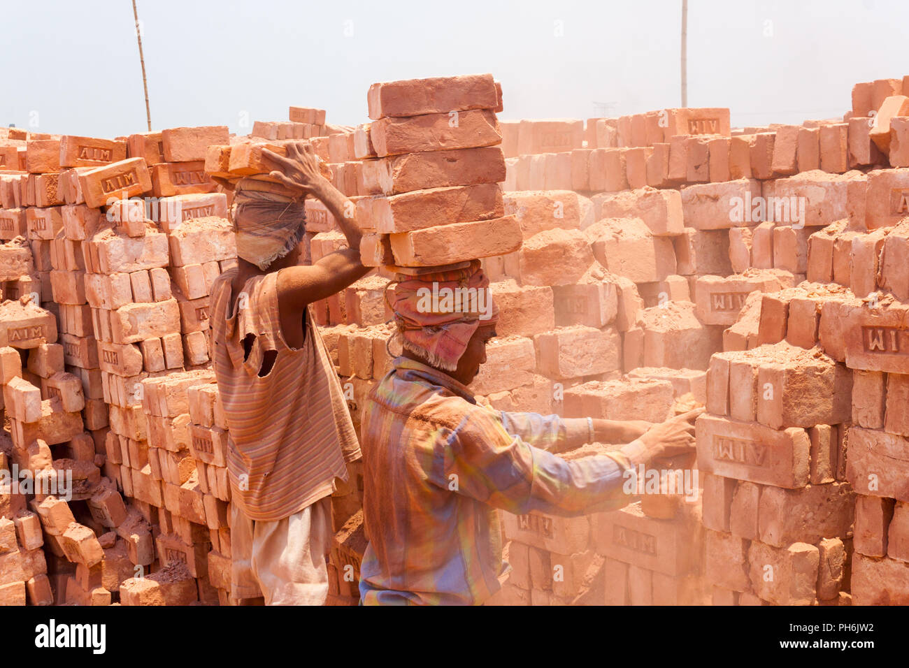 Brickfield and Worker Stock Photo - Alamy