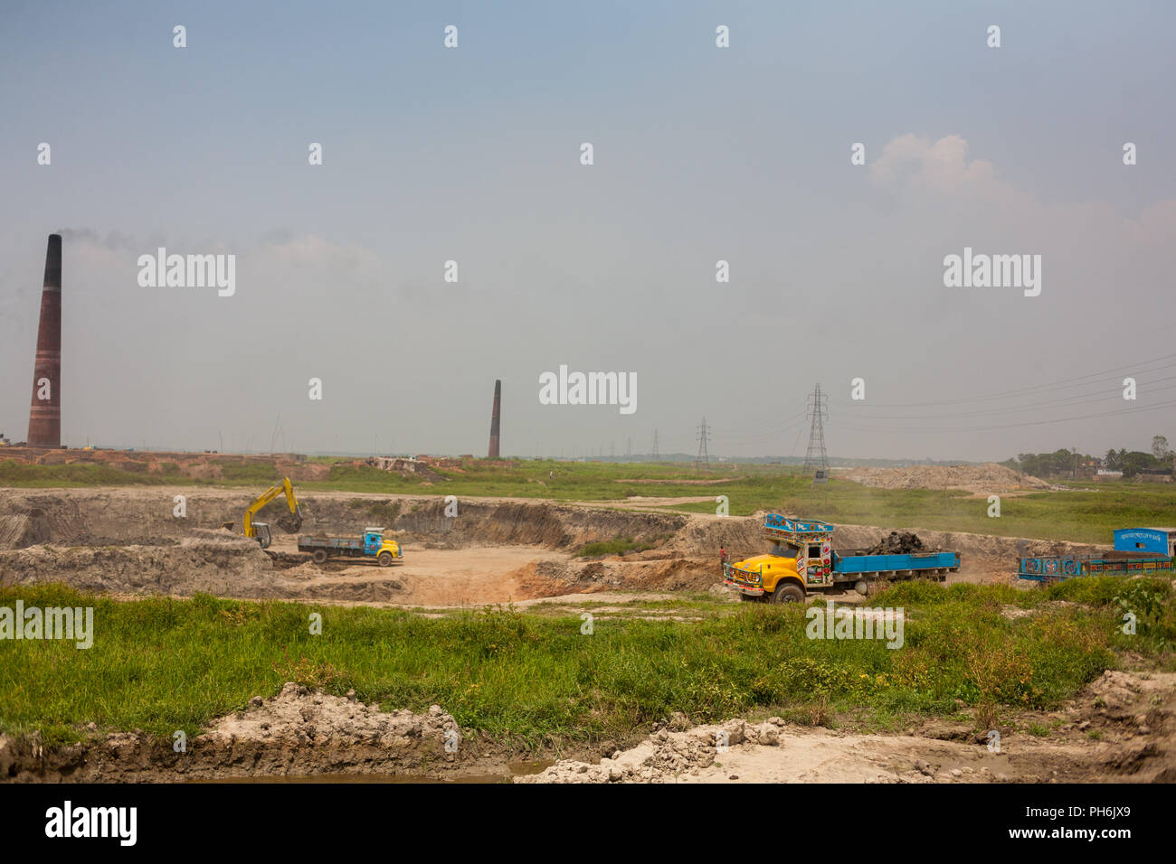 Brickfield and Worker Stock Photo - Alamy