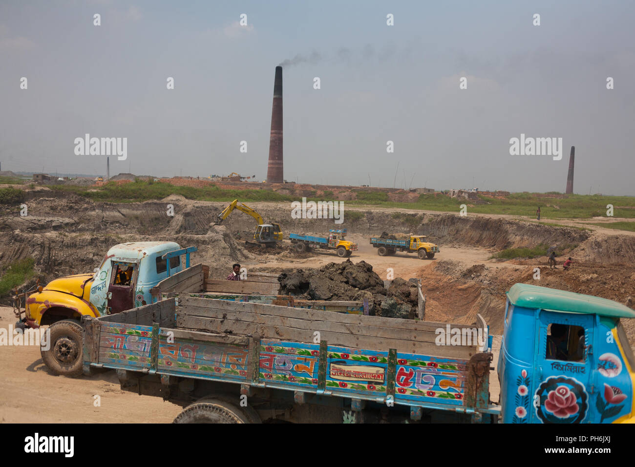Brickfield and Worker Stock Photo - Alamy