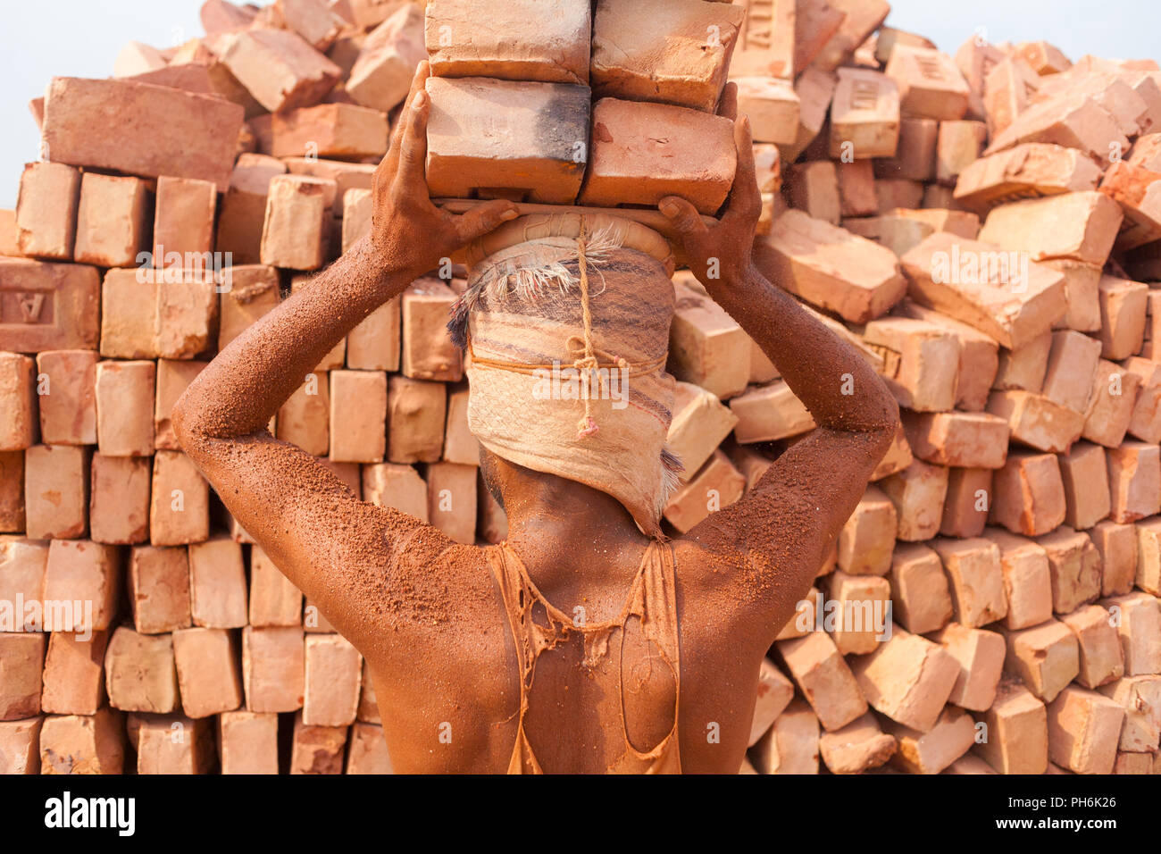 Brickfield and Worker Stock Photo - Alamy