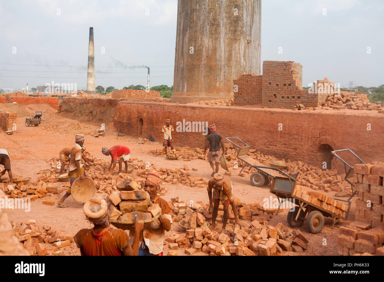Brickfield and Worker Stock Photo - Alamy