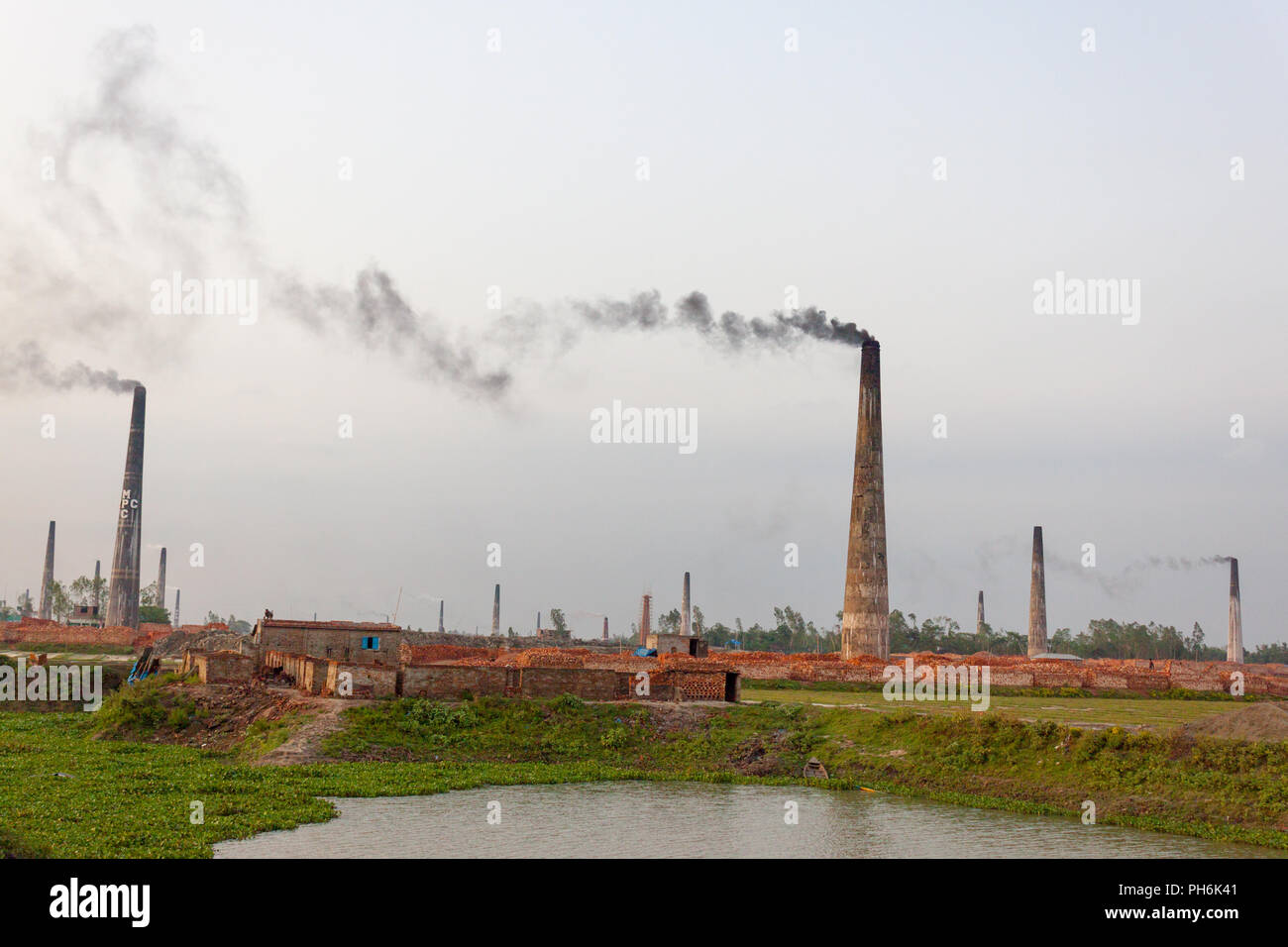 Brickfield and Worker Stock Photo - Alamy