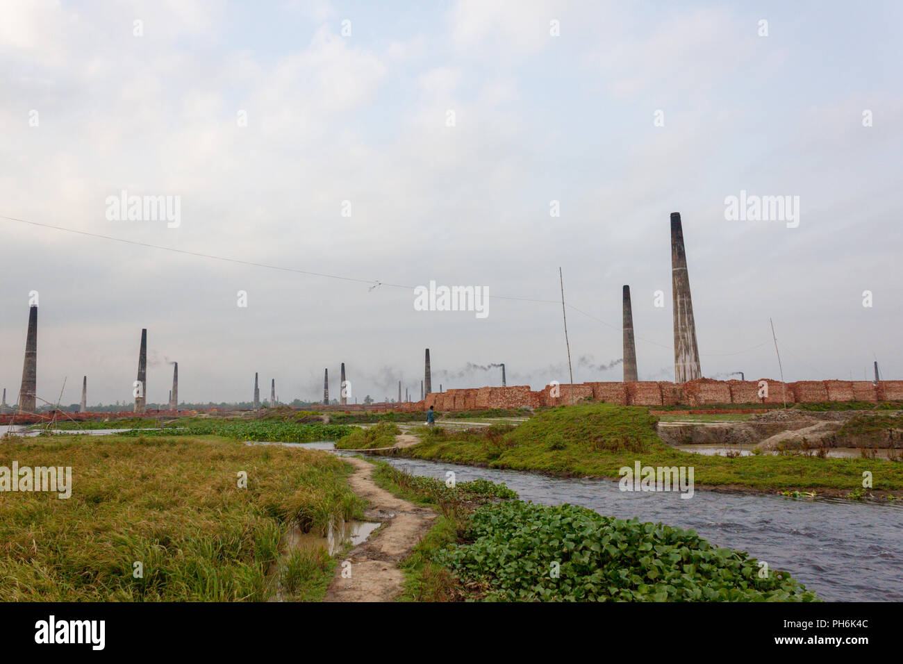 Brickfield and Worker Stock Photo - Alamy