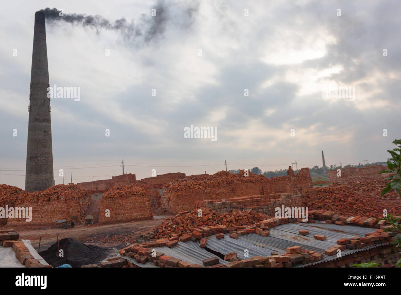 Brickfield and Worker Stock Photo - Alamy