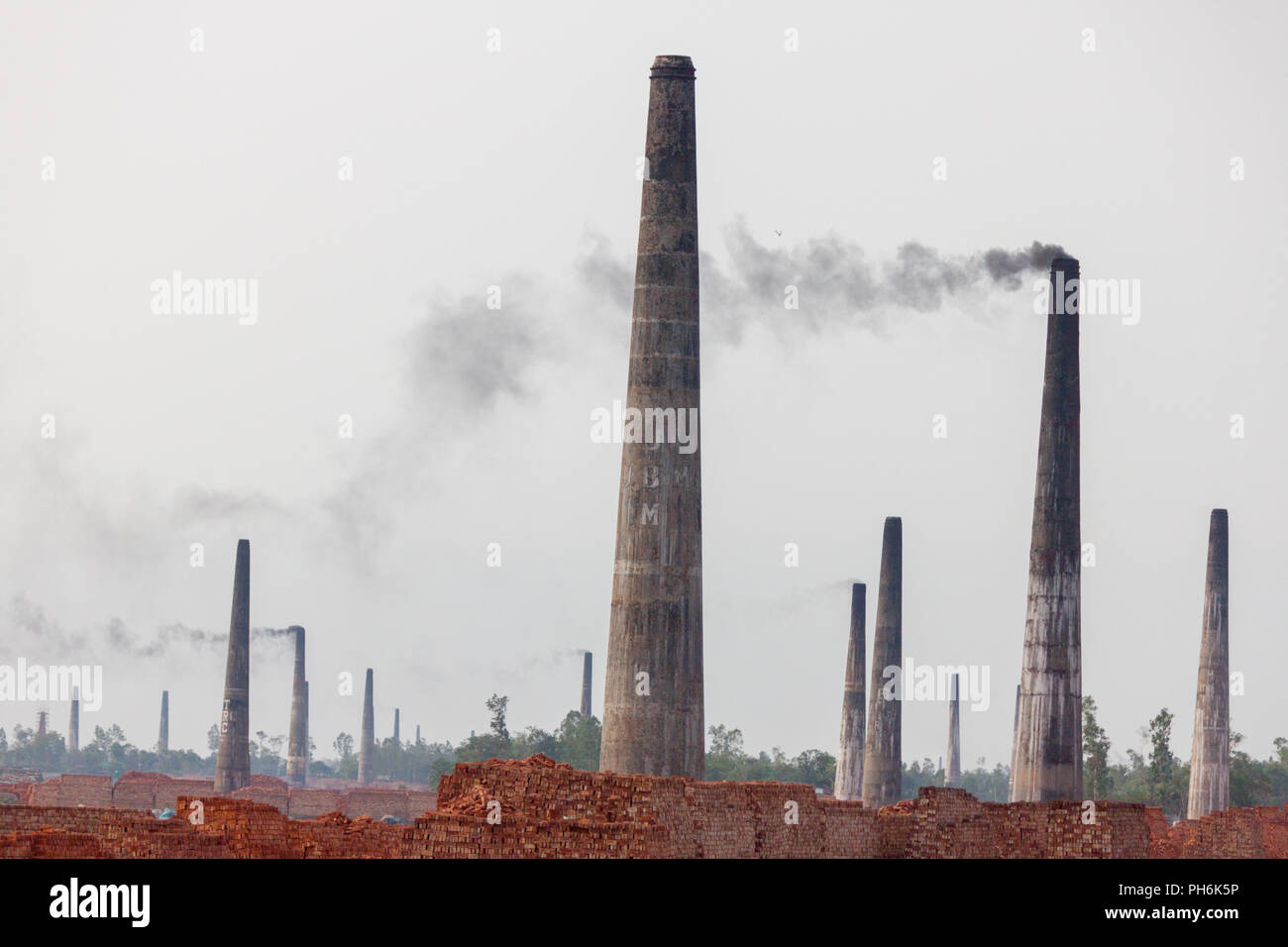 Brickfield and Worker Stock Photo - Alamy