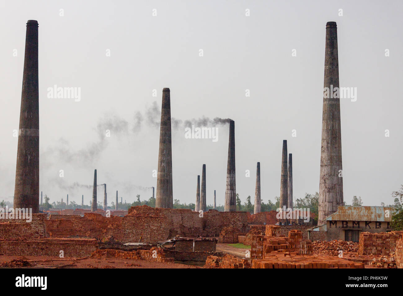 Brickfield and Worker Stock Photo - Alamy