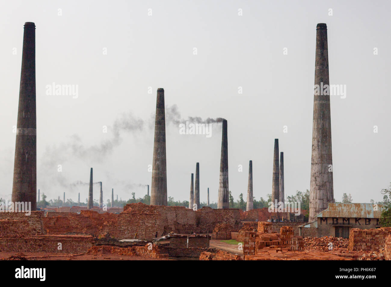 Brickfield and Worker Stock Photo - Alamy