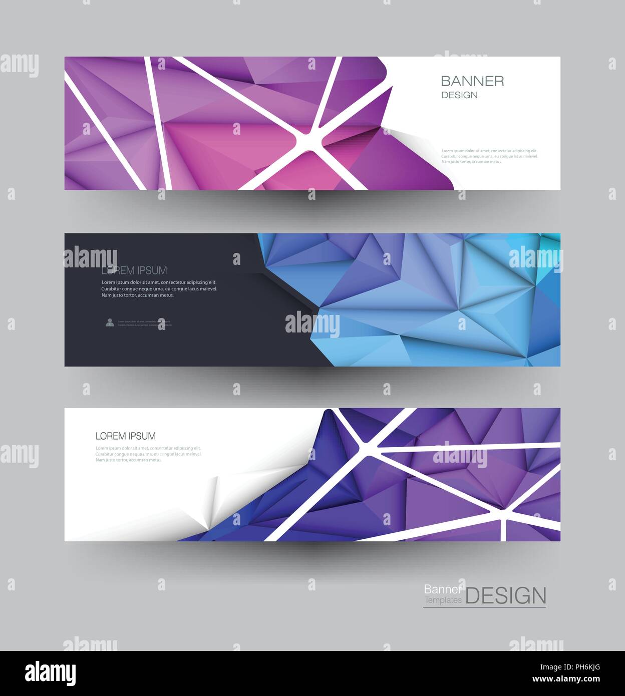 Vector polygon banner set. Polygonal or low poly pattern background ...
