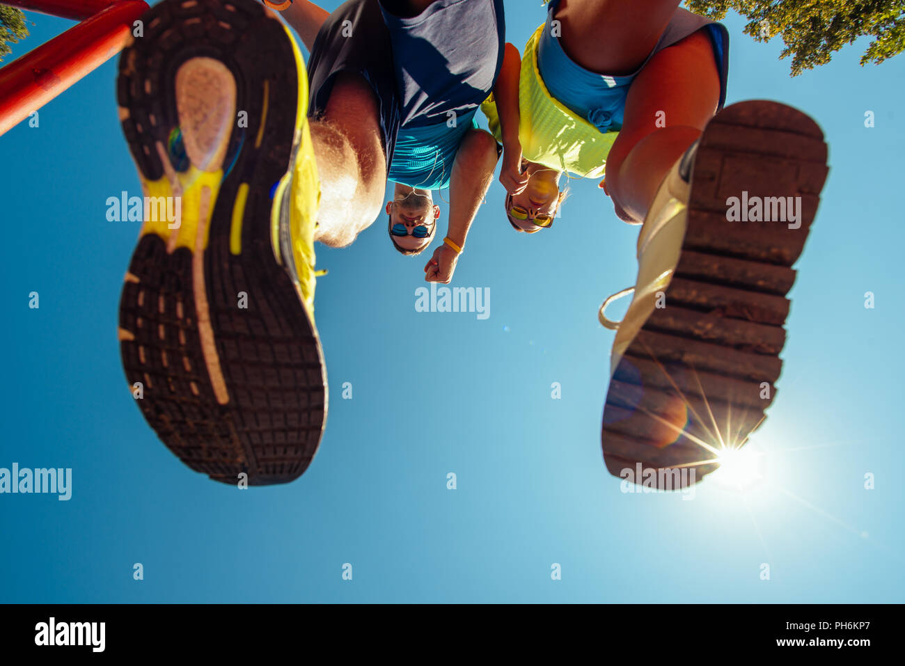 Bottom view man jogging in hi-res stock photography and images - Alamy