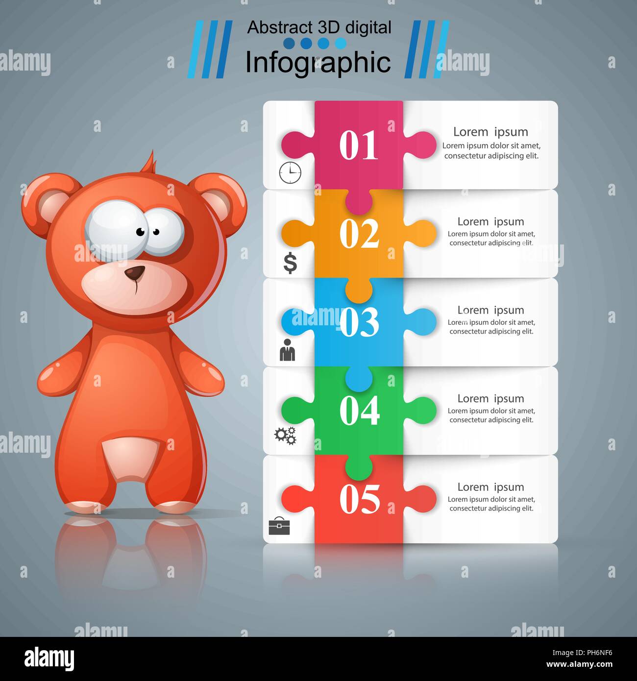 Bear toy illustration. Cartoon paper infographic Stock Vector Image ...